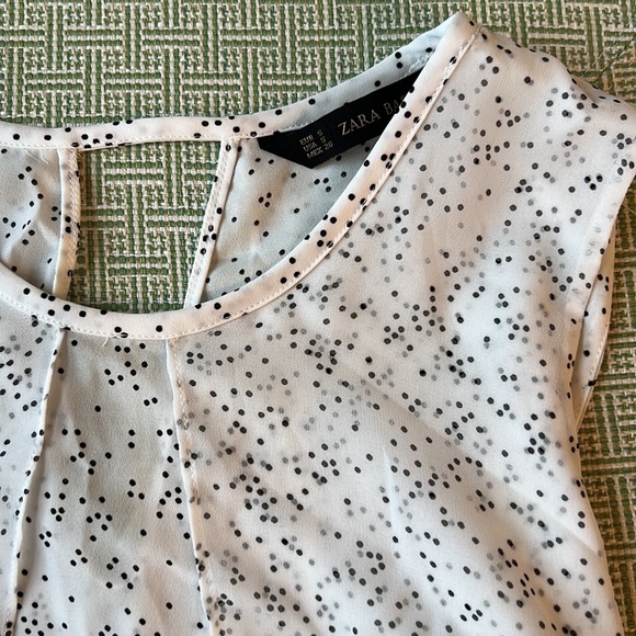 Zara | Tops | Zara Size Small White Top With Small Black Polka Dots ...